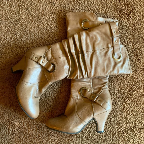 TOP Moda | Shoes | 225 Top Moda Creamtan Knee Boots | Poshmark